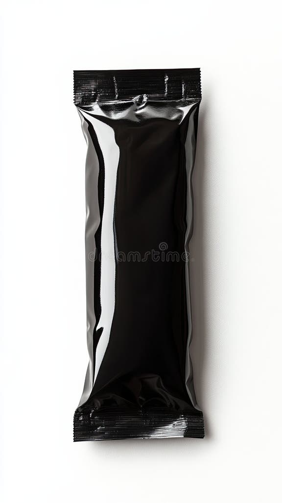 A Black Glossy Rectangular Stick Packet on a White Background, Suitable ...
