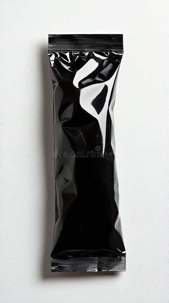 A Black Glossy Rectangular Stick Packet on a White Background, Suitable ...