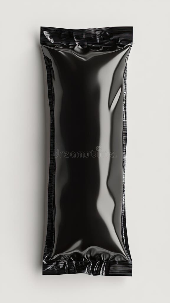 A Black Glossy Rectangular Stick Packet on a White Background, Suitable ...