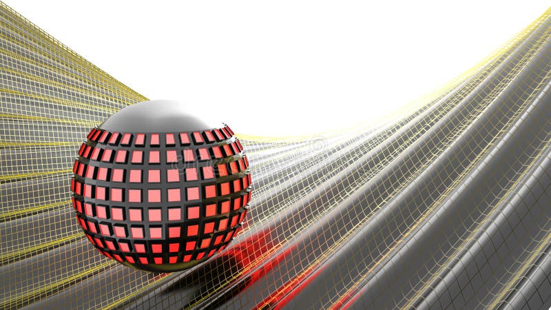 Black Sphere with Red Lights, on a Waved Black Surface - 3D Rendering ...