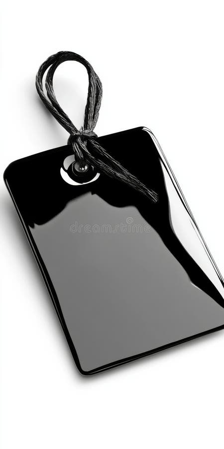 Black Glossy Tag with a Rope Detail Ideal for Labeling Gifts or ...