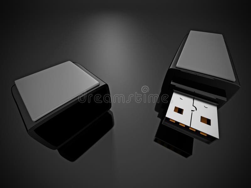 Black Glossy USB Flash Drive Stock Illustration - Illustration of ...