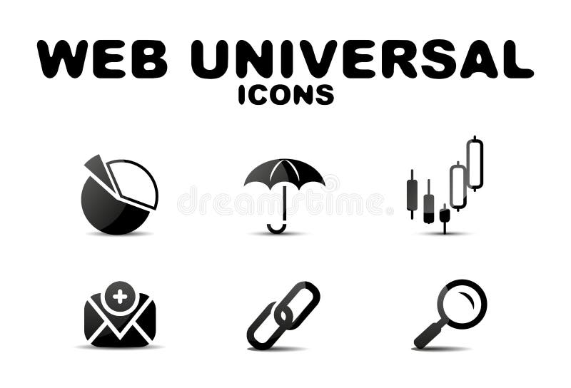 Black Glossy Web Universal Icon Set Stock Vector - Illustration of ...