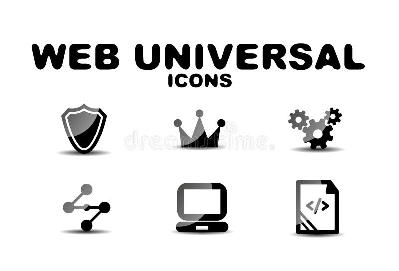 Black Glossy Web Universal Icon Set Stock Vector - Illustration of gear ...