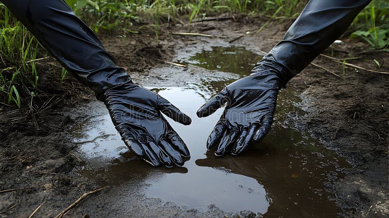 Black Gloves in Mud Puddle stock illustration. Illustration of digital ...