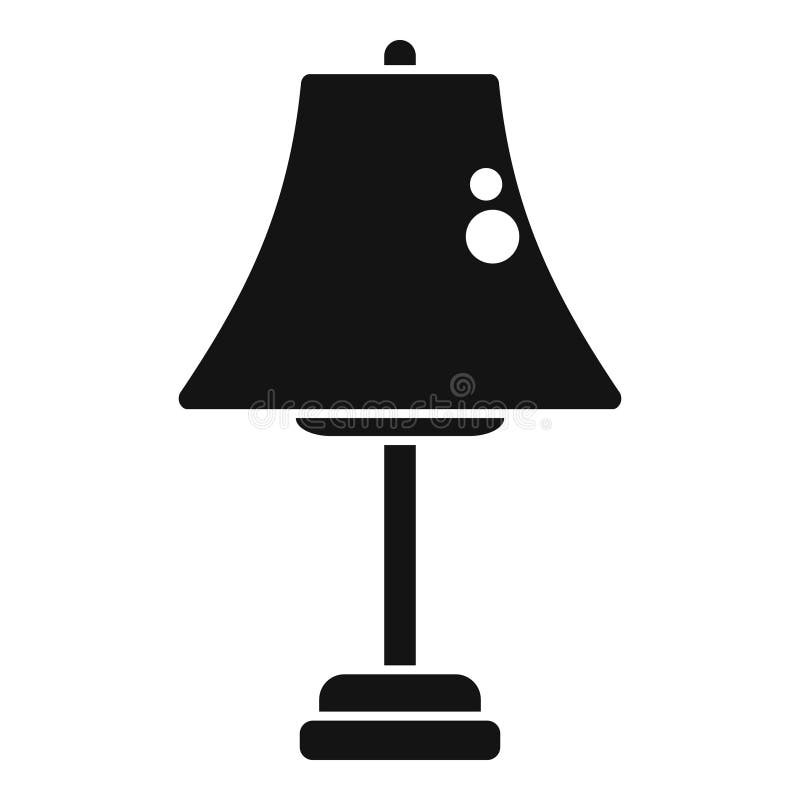 Black Glyph Icon of a Bedside Lamp Standing on a Night Table Stock ...