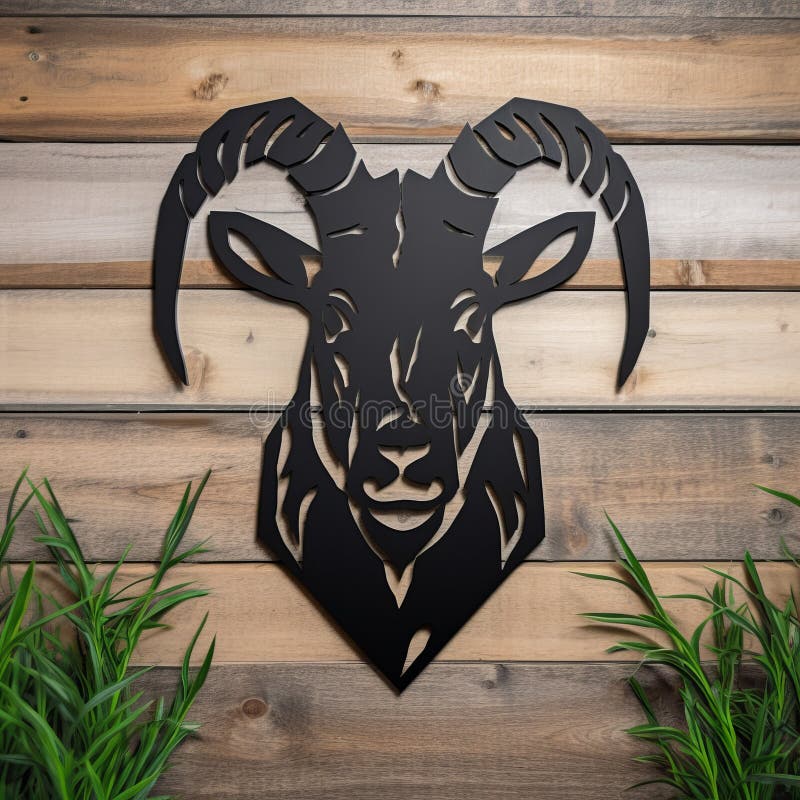 Black Metal Ram Head Wall Art - Precisionist Design Stock Illustration ...