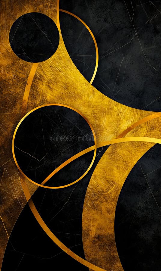 A Black and Gold Abstract Background with Circles Stock Photo - Image ...