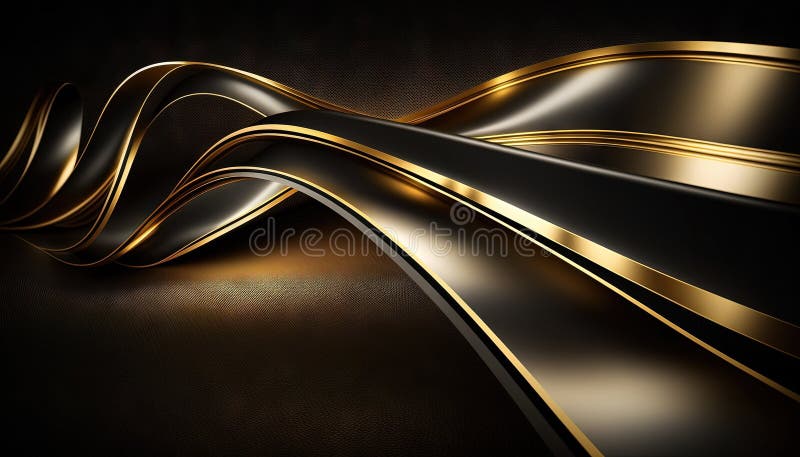 A Black and Gold Abstract Background with Wavy Lines and Curves Stock ...