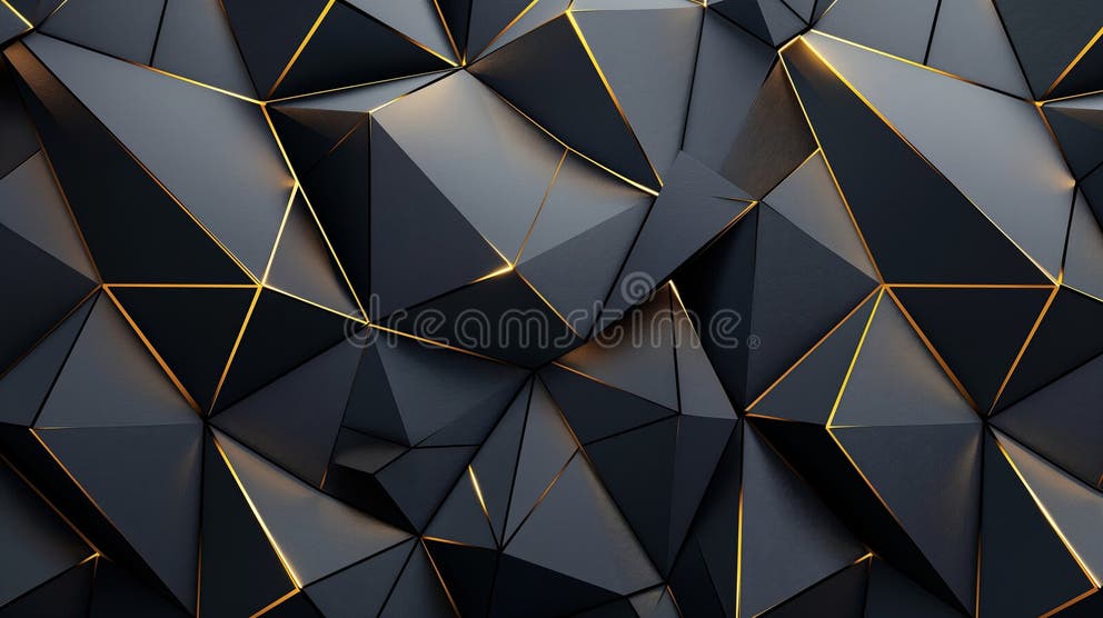 A Black and Gold Abstract Design with Sharp Angles and Triangles ...