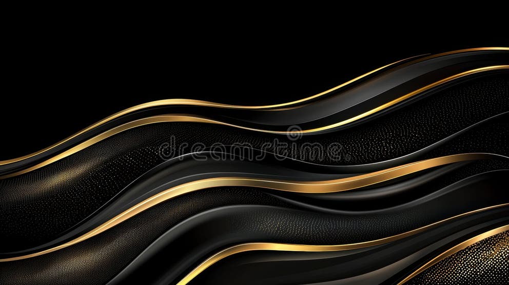 A Black and Gold Abstract Design with a Wave-like Pattern. Stock Photo ...