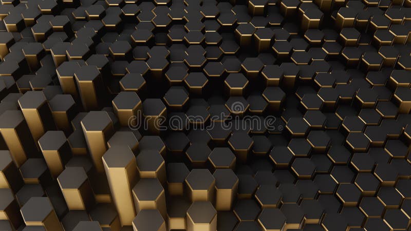 Black-gold Abstract Field Hexagon Stock Illustration - Illustration of ...