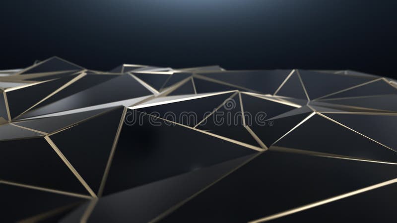 Black and Gold Abstract Low Poly Triangle Background Stock Video ...