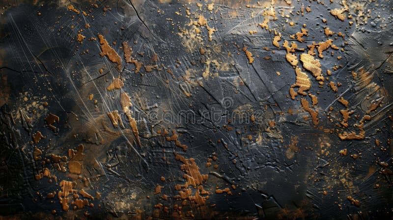 Black and Gold Abstract Painting. Rough Texture Stock Illustration ...