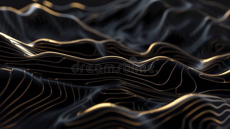 Black and Gold Abstract Realistic 3d Topography Relief Textured with ...