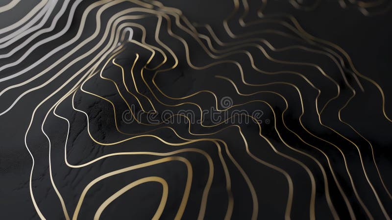 Black and Gold Abstract Realistic 3d Topography Relief Textured with ...