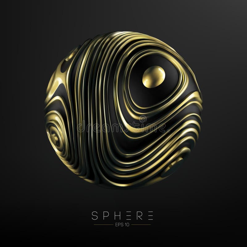 Black and Gold Abstract Sphere Design Stock Vector - Illustration of ...
