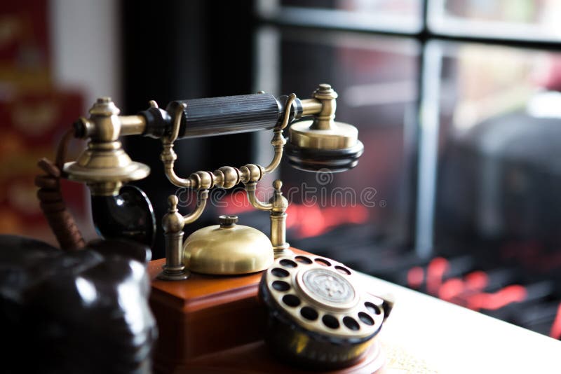 Black Gold Antique Vintage Telephone, Abstract of Communication Stock ...