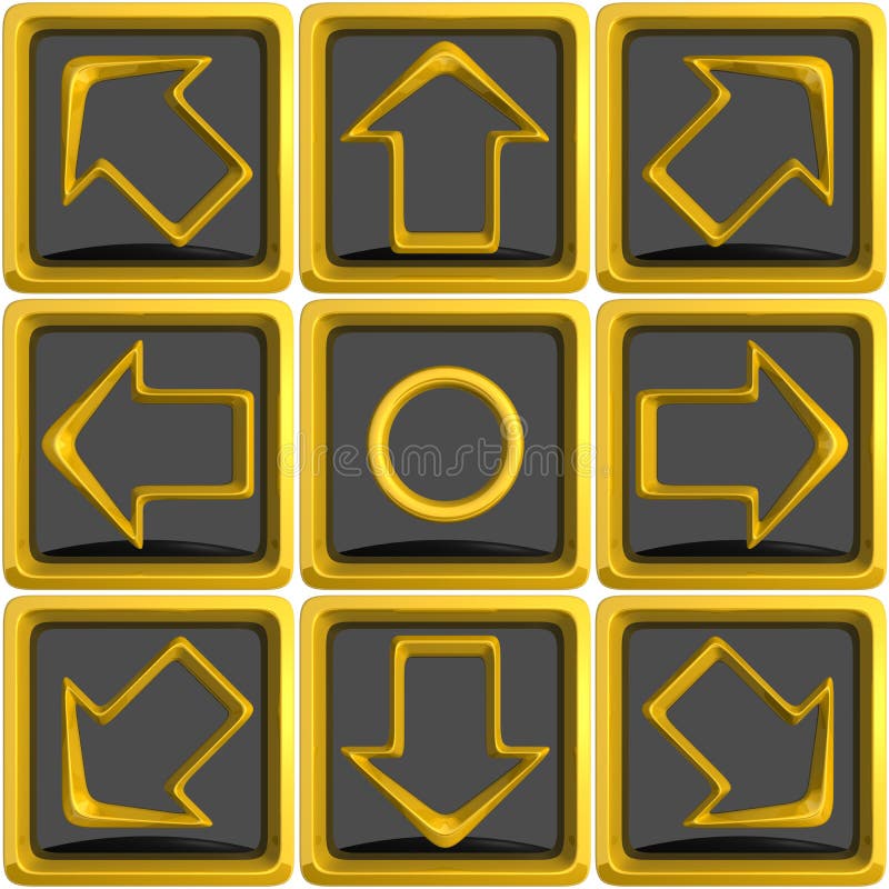 Black and Gold Arrows Keypad Stock Illustration - Illustration of ...