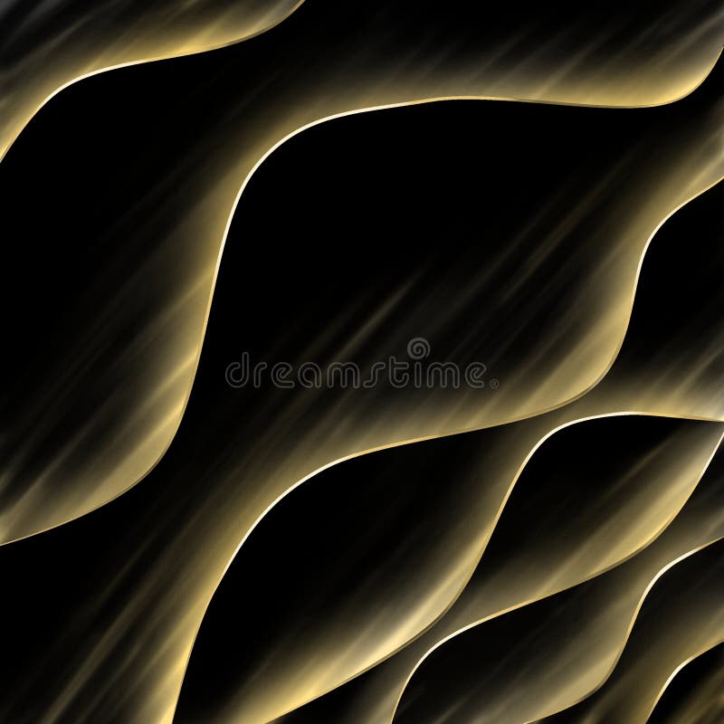 Black Gold Aurora Stream Wave Stock Illustration - Illustration of line ...