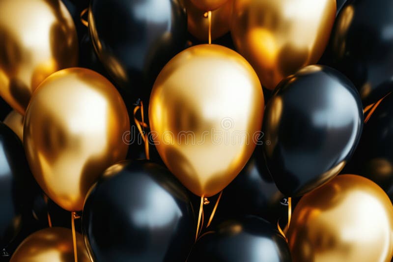 Black and Gold Balloons stock photo. Image of holiday - 381209246