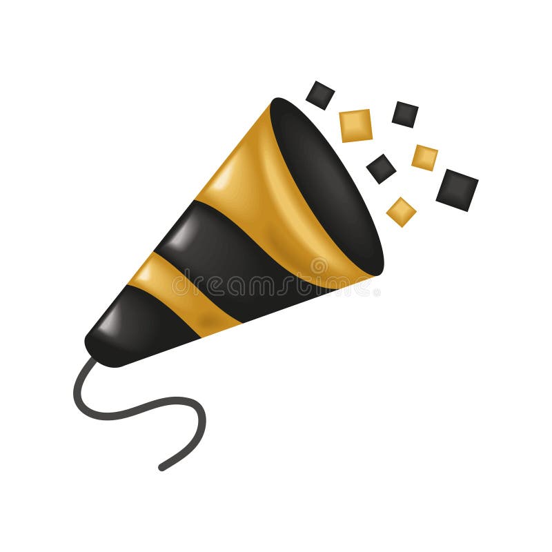 Black and Gold Birthday Horn Stock Vector - Illustration of glitter ...