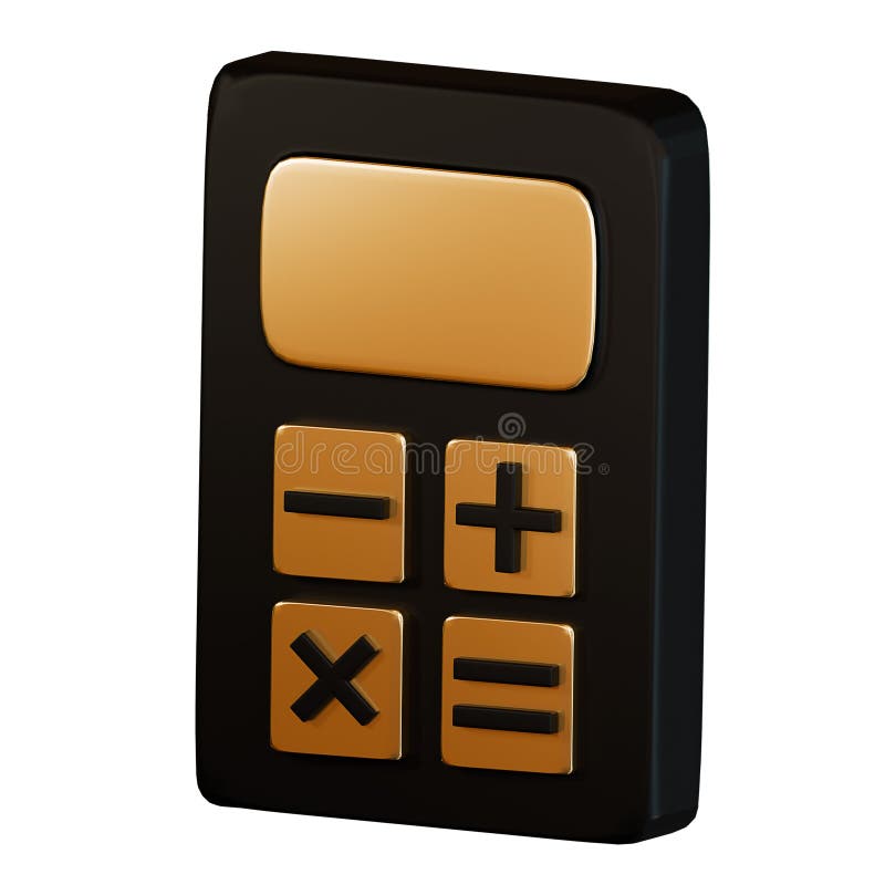 3d Black and Gold Calculator Icon with Arithmetic Symbols Stock ...