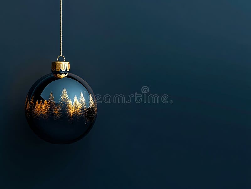 A Black and Gold Christmas Ornament Hanging from a String Stock Image ...