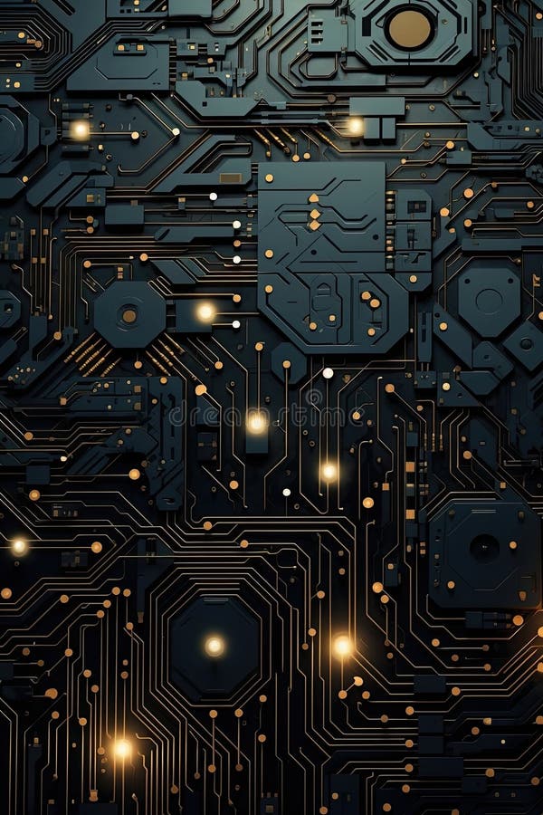 A Black and Gold Circuit Board Stock Illustration - Illustration of ...