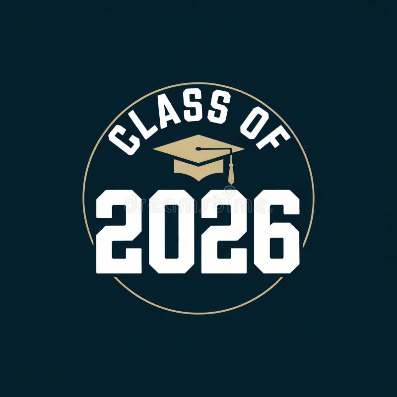 Black and Gold Class of 2026 Graduation Logo with Academic Cap and Star ...