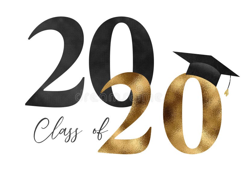 Black Gold Class of 2020 Graduation Stock Illustration - Illustration ...