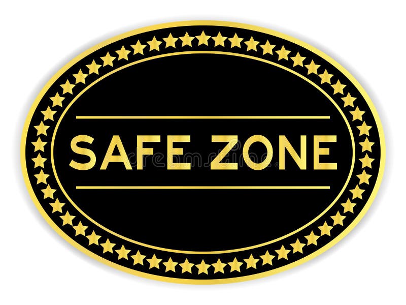 Black and Gold Sticker in Word Safe Zone on White Background Stock ...