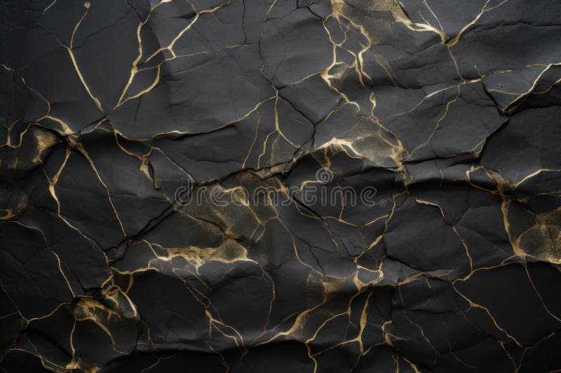 A Black and Gold Cracked Surface Stock Illustration - Illustration of ...
