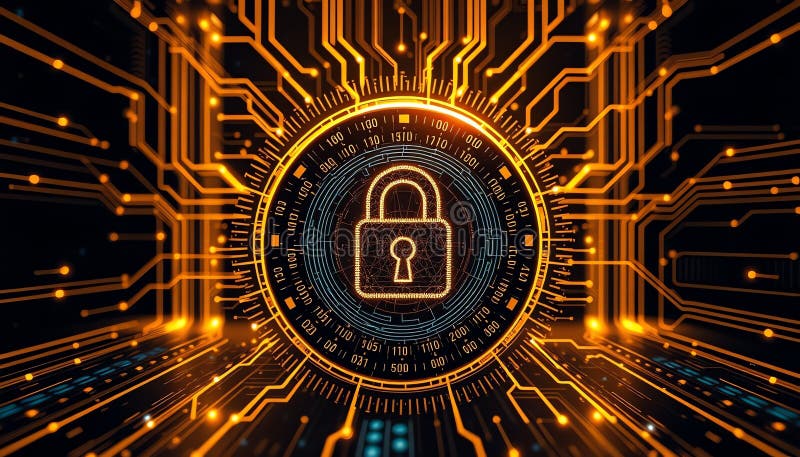 Black Gold Cyber Security Backgrounds Stock Illustration - Illustration ...