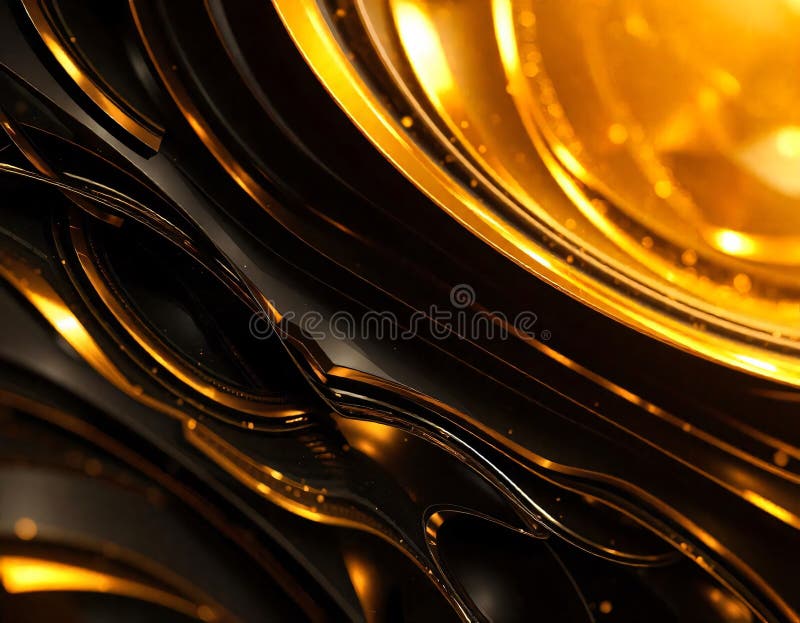 Black and Gold 3D Abstract Background and Wallpaper. Stock Illustration ...