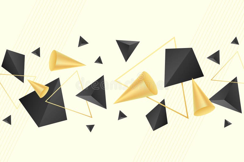 Black Gold 3d Shapes Floating Background Vector Design Stock Vector ...