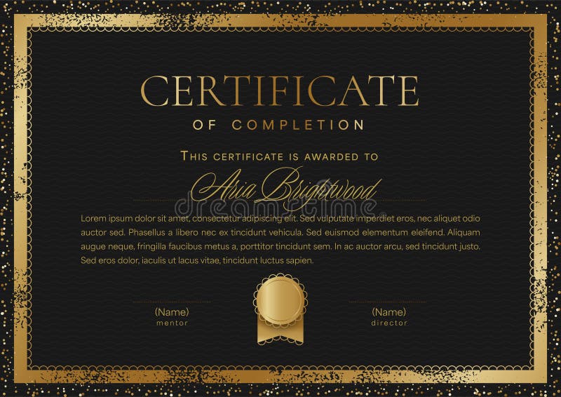 Black and Gold Elegant Certificate. Frame Borders Design. Vector ...