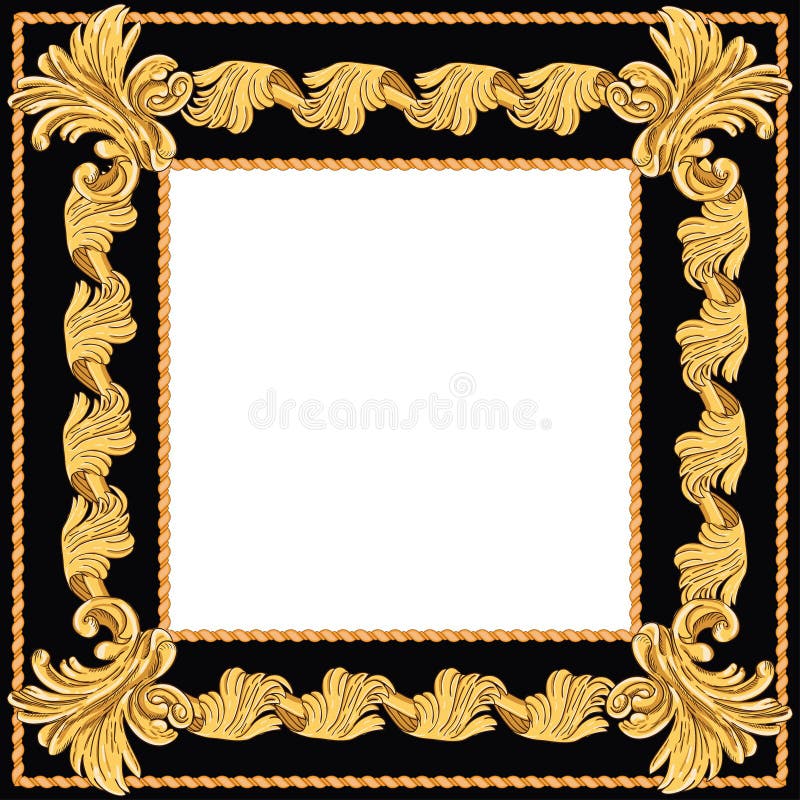 Black and Gold Frame with Vintage Elements Stock Illustration ...