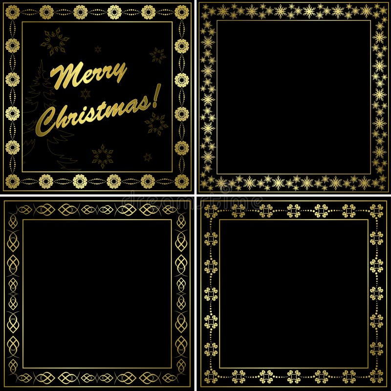 Black and Gold Vintage Frames - Set - Vector Stock Vector ...