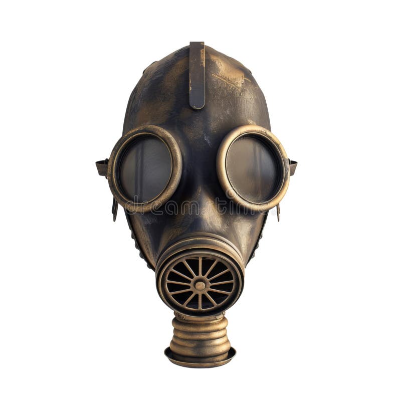 Black and Gold Gas Mask with Circular Eye Pieces Stock Image ...