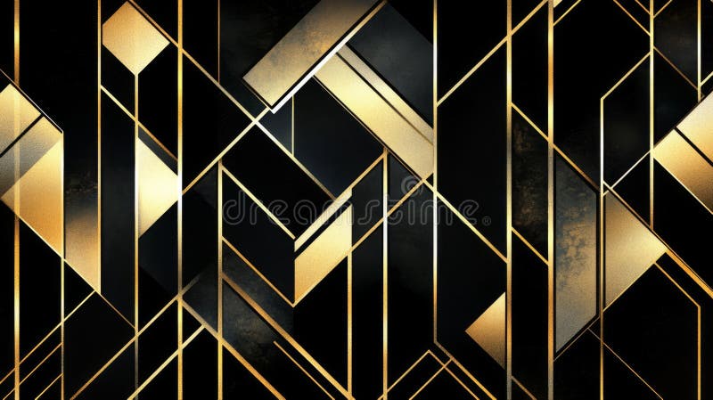 Black and Gold Geometric Art Deco Pattern Stock Illustration ...