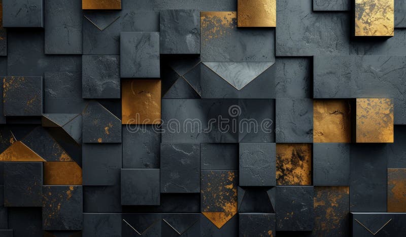 A Black and Gold Geometric Pattern with Geometric Shapes of Squares ...