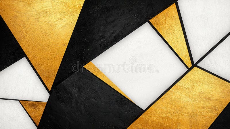 Black and Gold Geometric Shapes Forming Sleek, Contemporary Abstract ...