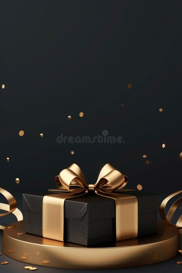 Beautifully Wrapped Black Gift Box Luxurious Gold Bow Stock Photos - Free & Royalty-Free Stock ...