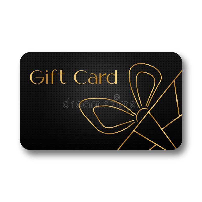 Black and Gold Gift Card Design with Present Illustration Stock ...