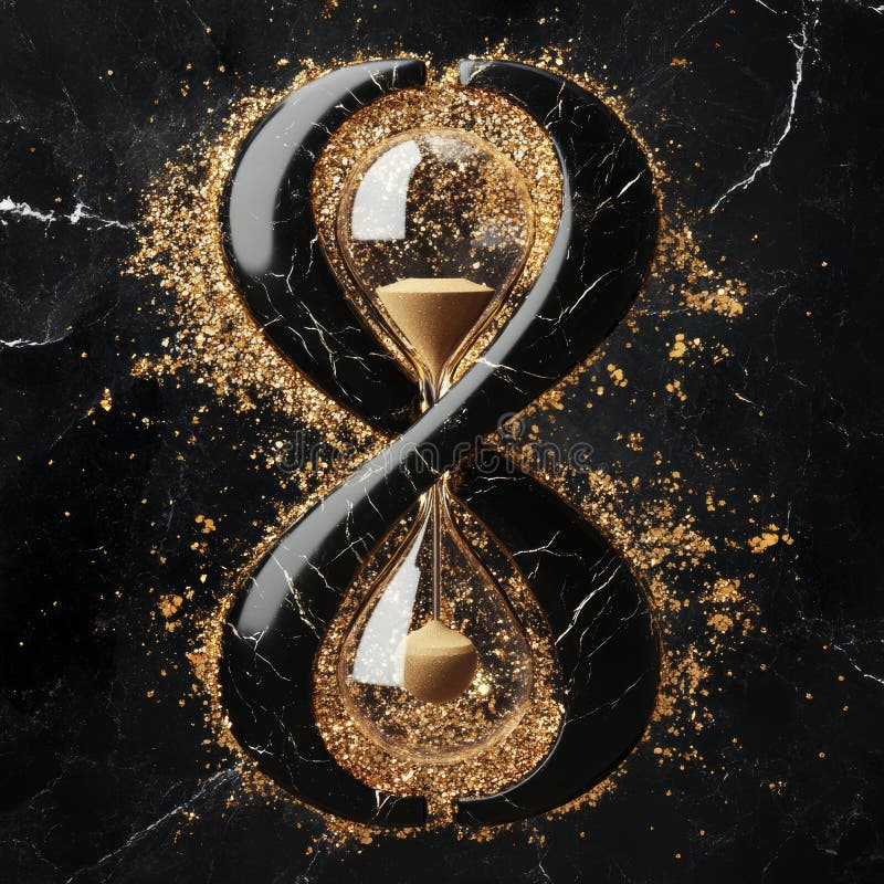 In Black and Gold, an Hourglass is Displayed Stock Photo - Image of ...