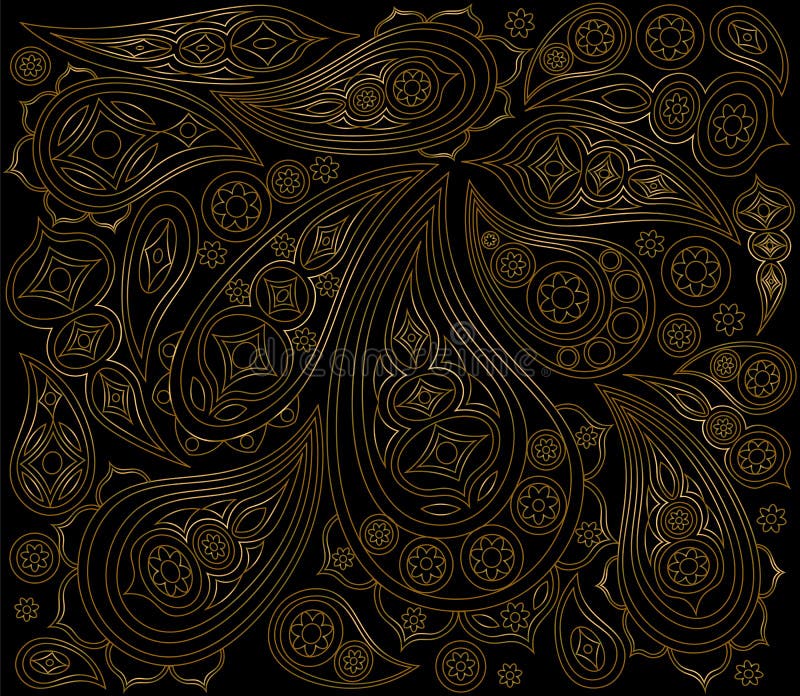 Black Gold Indian Pattern. Vector. Ornament Arabic. Stock Vector ...