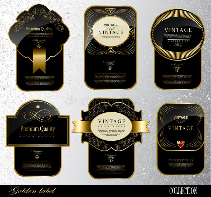 Black gold labels stock vector. Illustration of luxurious - 35487629