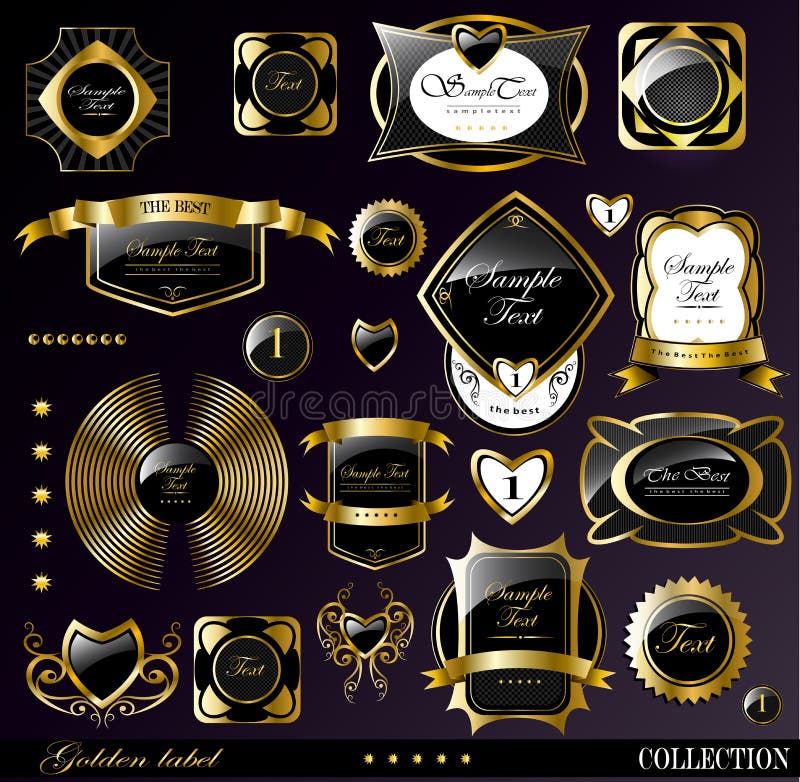 Gold framed labels stock illustration. Illustration of laurel - 17265745
