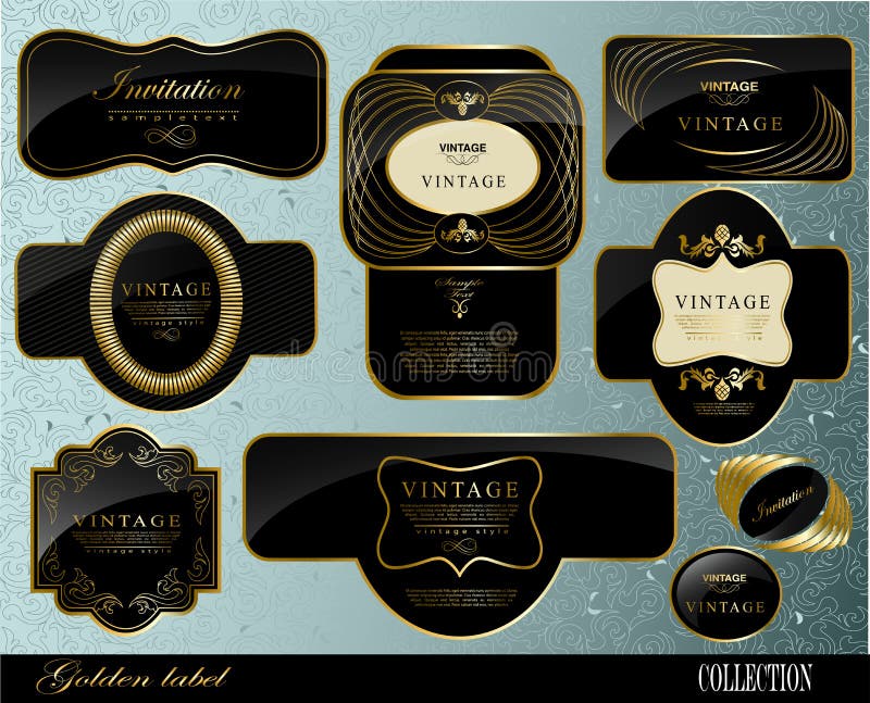 Black gold labels stock vector. Illustration of laurel - 35527128